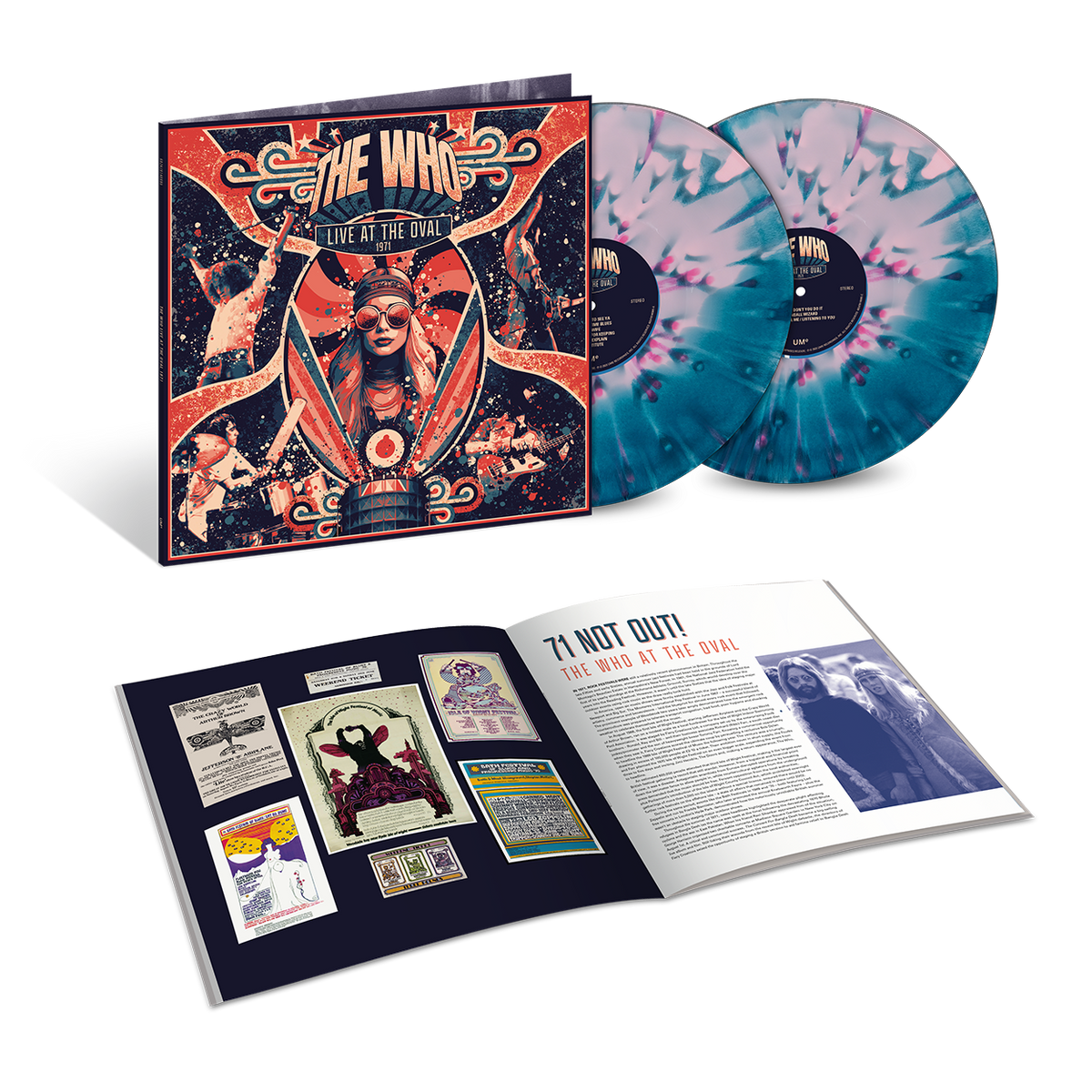 Live At The Oval 1971: Blue & Pink Splatter Vinyl 2LP - Who UK